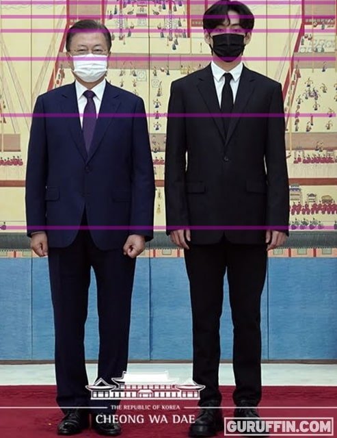 BTS-テテ-テヒョン（V）韓国-文在寅（ムン・ジェイン）大統領-身長-比較-min | Guruffin